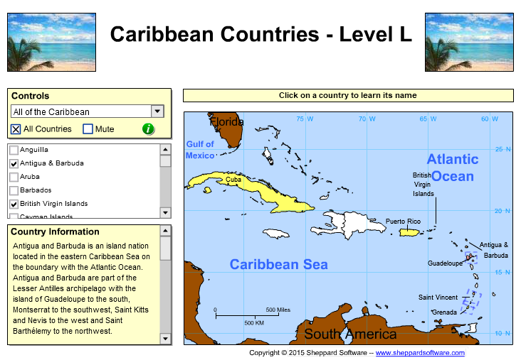 Caribbean Geography - Countries - Play Online on Flash Museum 🕹️