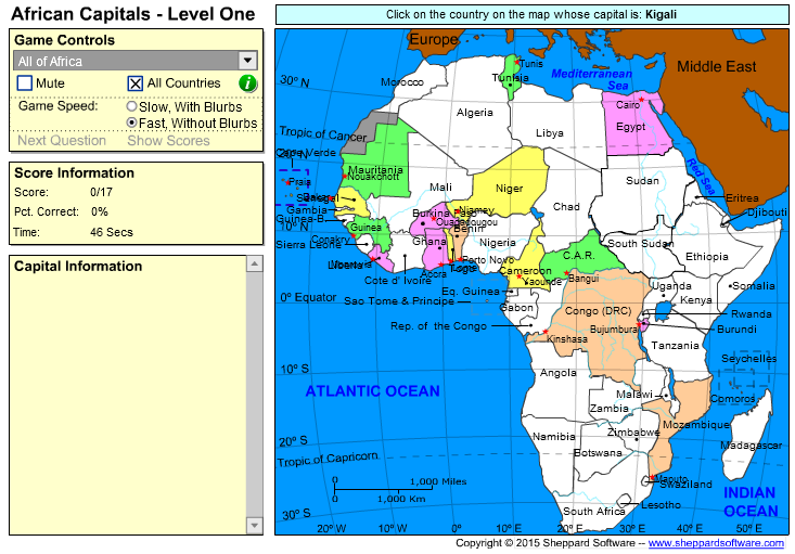 Geography of Africa - Capitals - Play Online on Flash Museum 🕹️