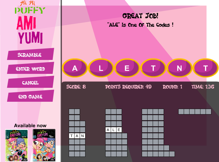 Hi Hi Puffy AmiYumi: Twisty Text - Play Online on Flash Museum 🕹️