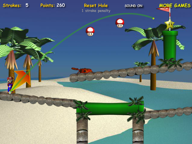 Mario Beach Resort Mini Golf - Play Online on Flash Museum 🕹️