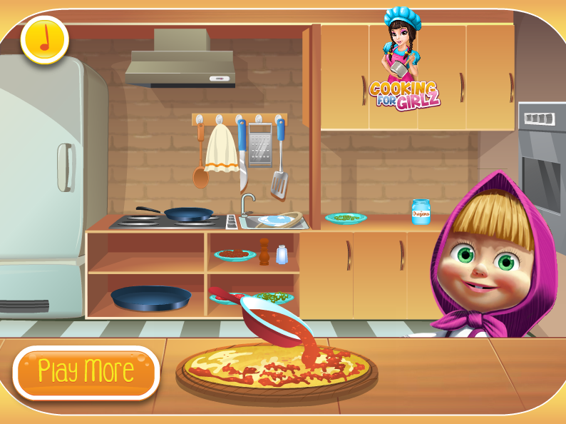 Masha & The Bear: Cooking Tortilla Pizza - Play Online on Flash Museum 🕹️