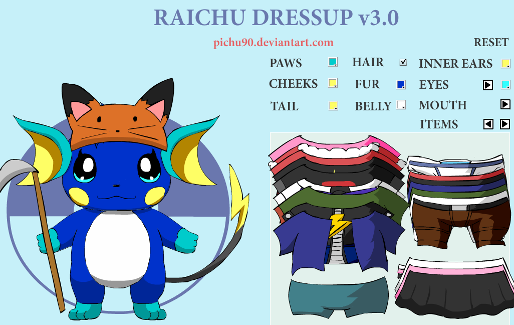 Raichu Dressup v3.0 - Play Online on Flash Museum 🕹️