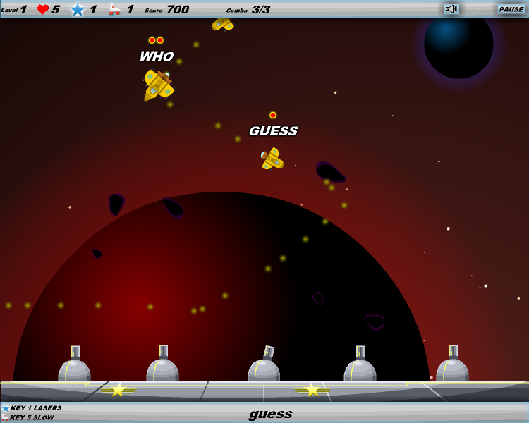 Space Words Defense - Play Online on Flash Museum 🕹️
