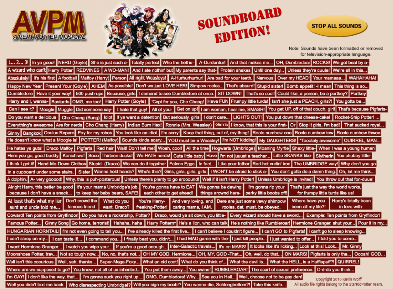 Very Potter Musical Soundboard - Play Online on Flash Museum 🕹️